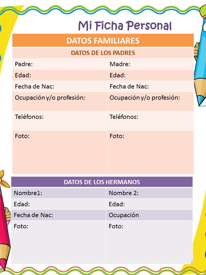 MI PROYECTO DE VIDA: MI FICHA PERSONAL