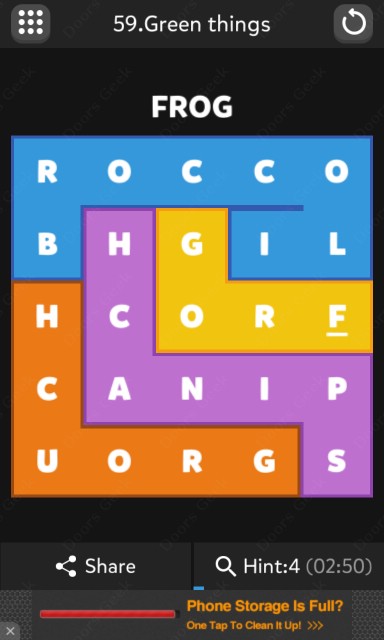 Words Block! - Level 59 (Green things) ~ Doors Geek