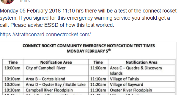 Tahsis Living: Emergency Preparedness Test