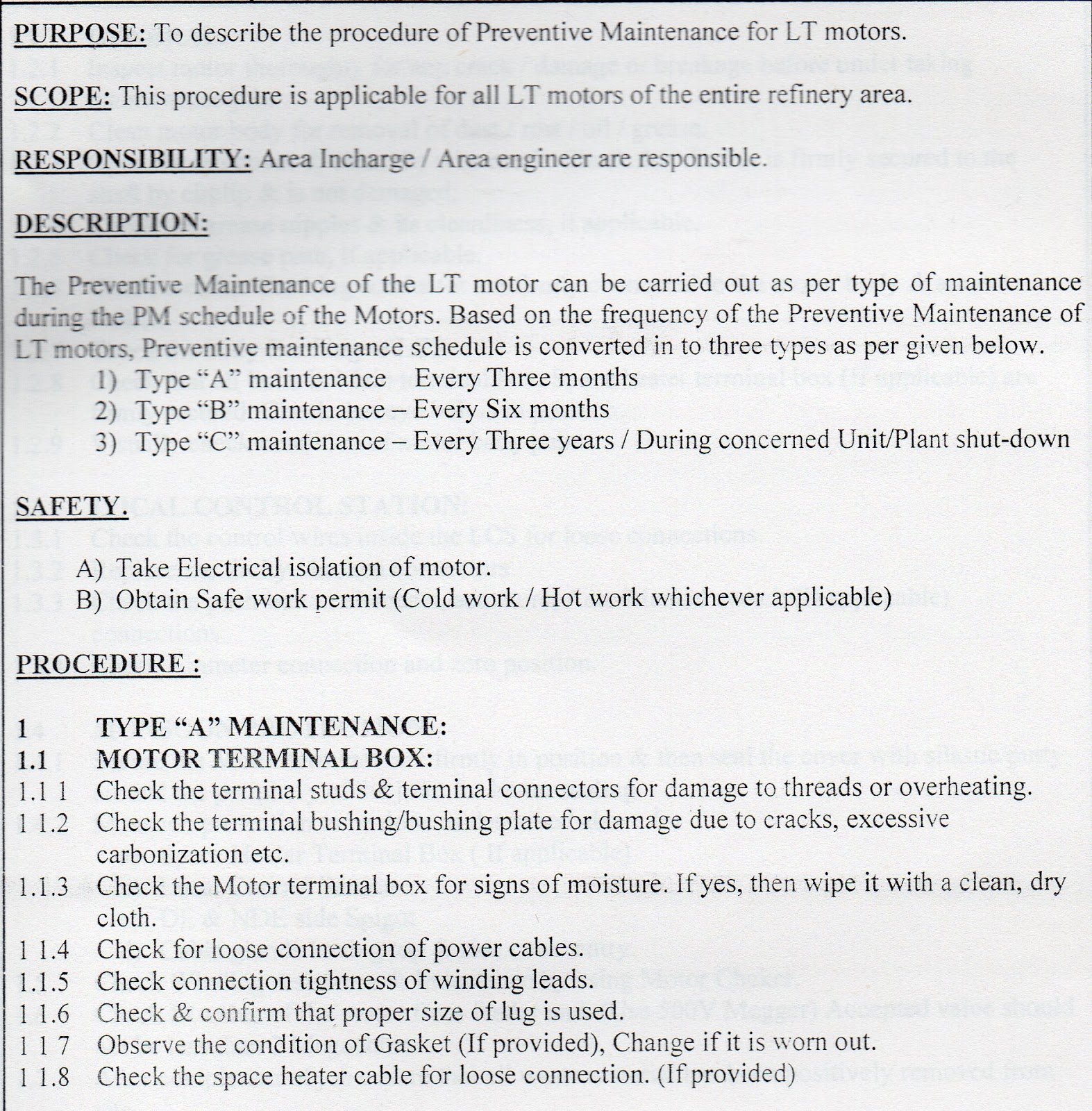StanderdsElectrical STANDARD MAINTENANCE FOR LT MOTOR standerdselectrical-standard-maintenance-for-lt-motor