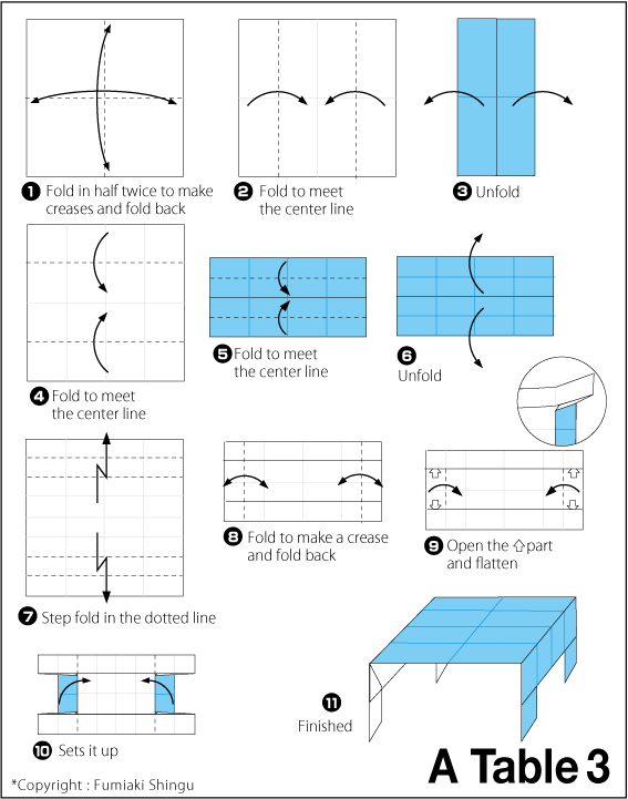 Table 3 - Easy Origami instructions For Kids