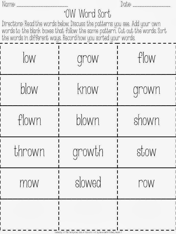 The Organized Chaos Of Instruction: "OW" Word Sort, Poem & Word Study ...