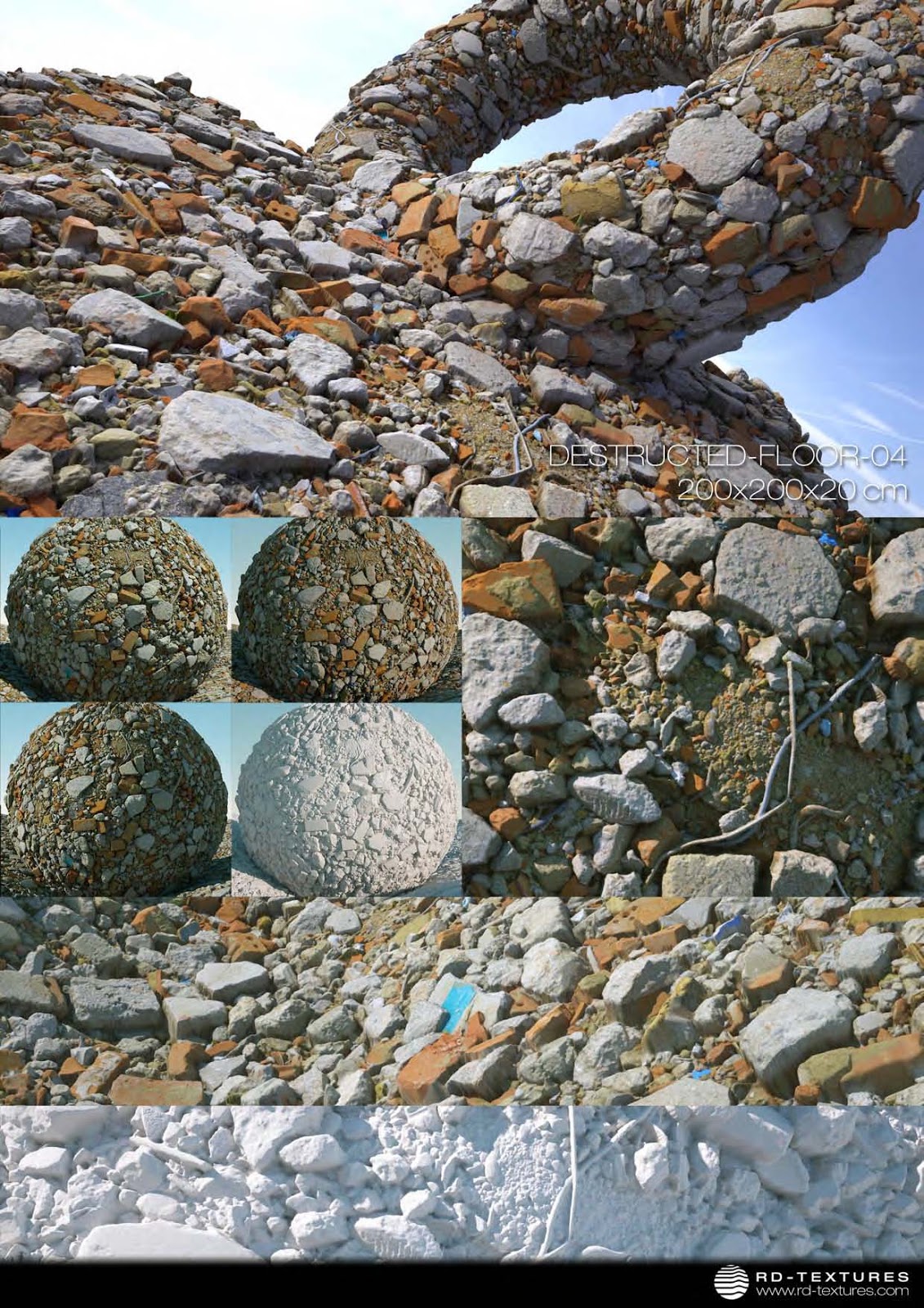 Real Displacement Textures | DESTRUCTED FLOORS Pack 01 | Computer ...