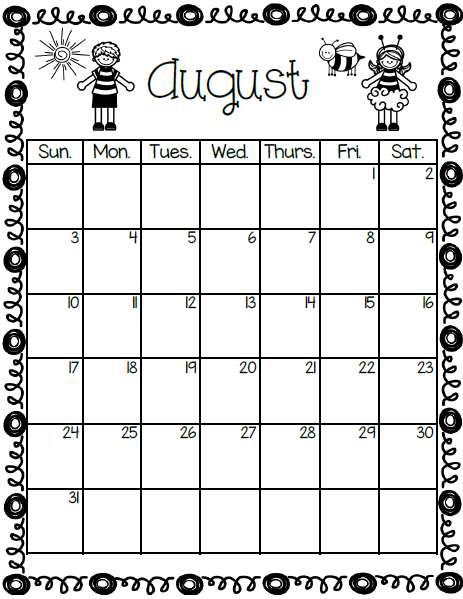 Bee Labels and FREE August Printable Calendar | Mrs. Black's Bees