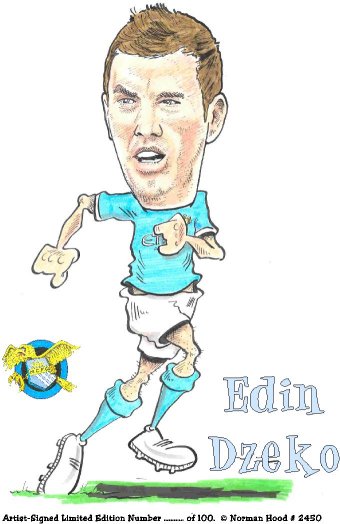 THE CARTOONSTORE: MANCHESTER CITY EDIN DZEKO CARICATURE CARTOON