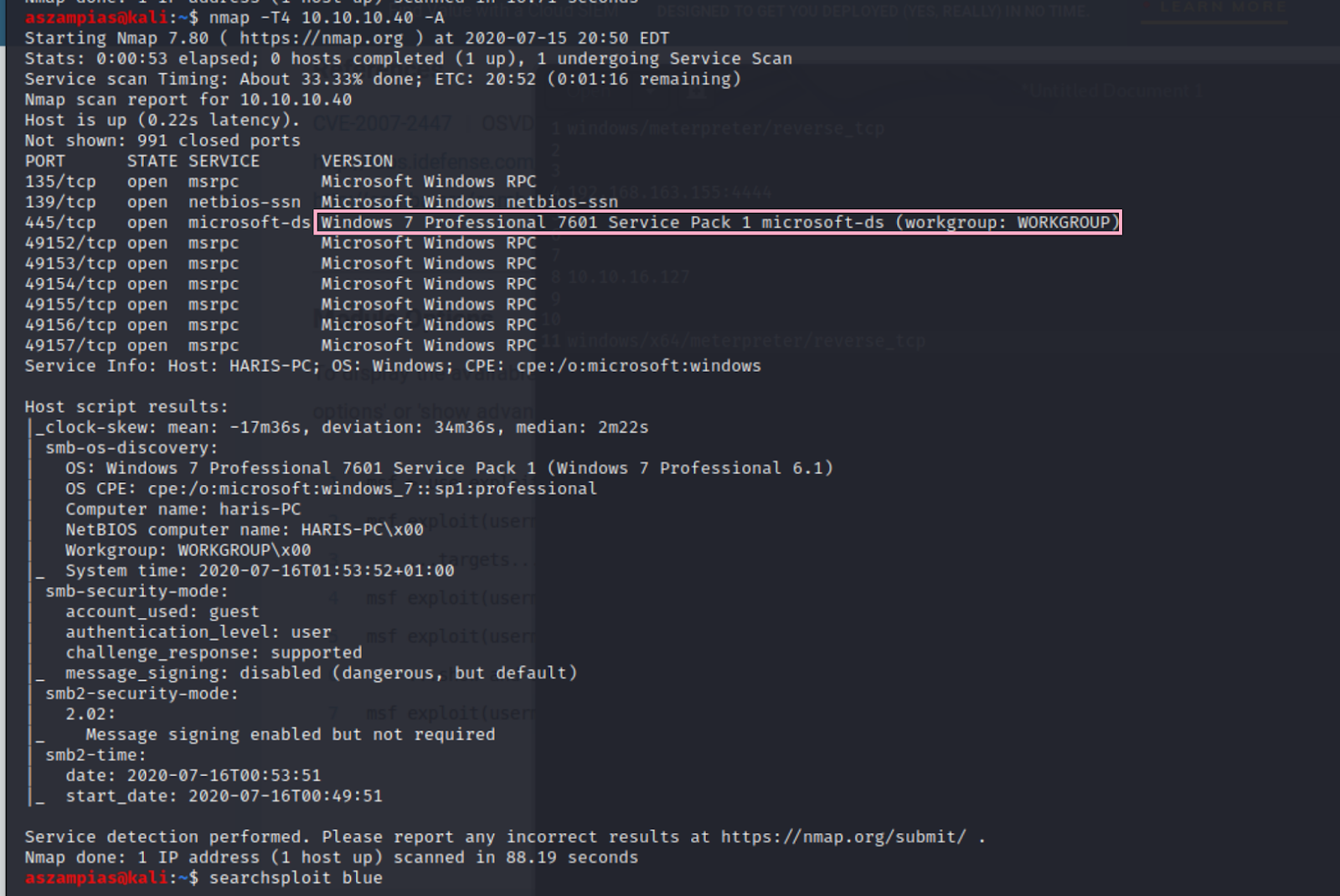 HackTheBox: Blue, EternalBlue Windows 7 SP1