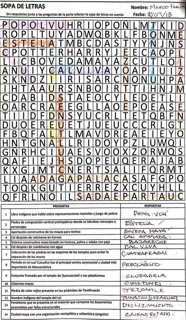 Marco Farías Rangel: Sopa de letras, actividad en pareja con Fer Vanegas