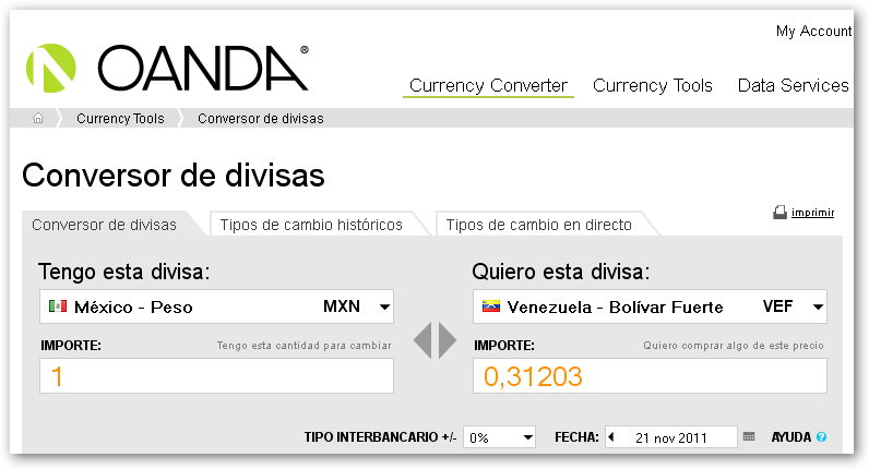 RECREATEOFICIAL: Conversor de divisas Online