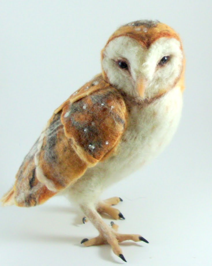 Needle Felted Art by Robin Joy Andreae: Stella, the Barn Owl