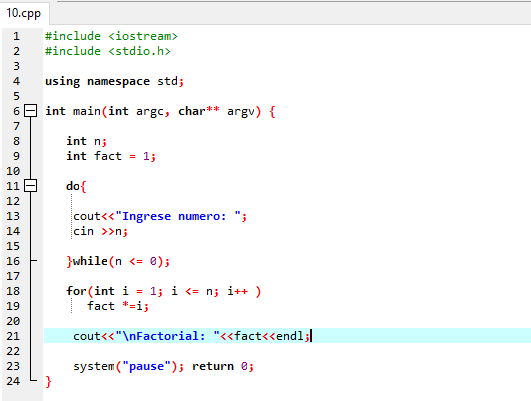 Ciclo for c++ ejemplos y ejercicios resueltos - FACTORIAL Y PROMEDIOS