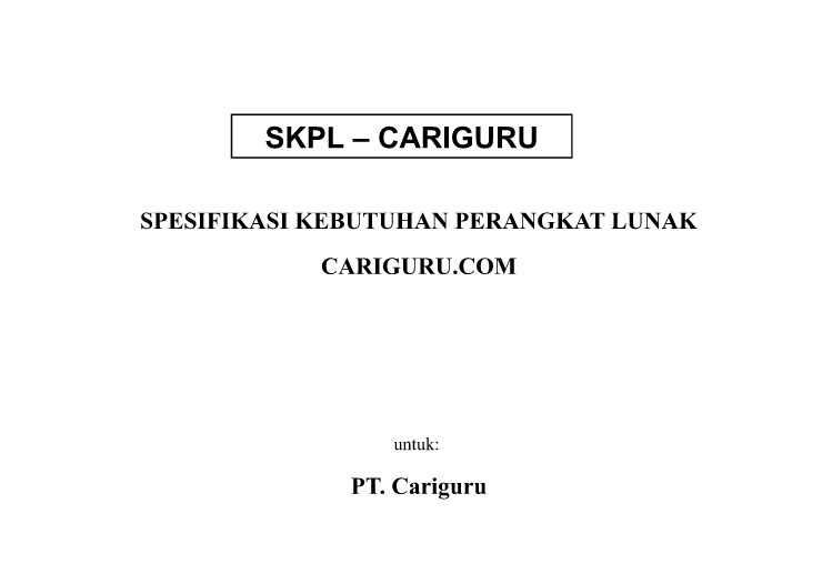 Contoh SKPL (Spesifikasi Kebutuhan Perangkat Lunak) Download - Celoti