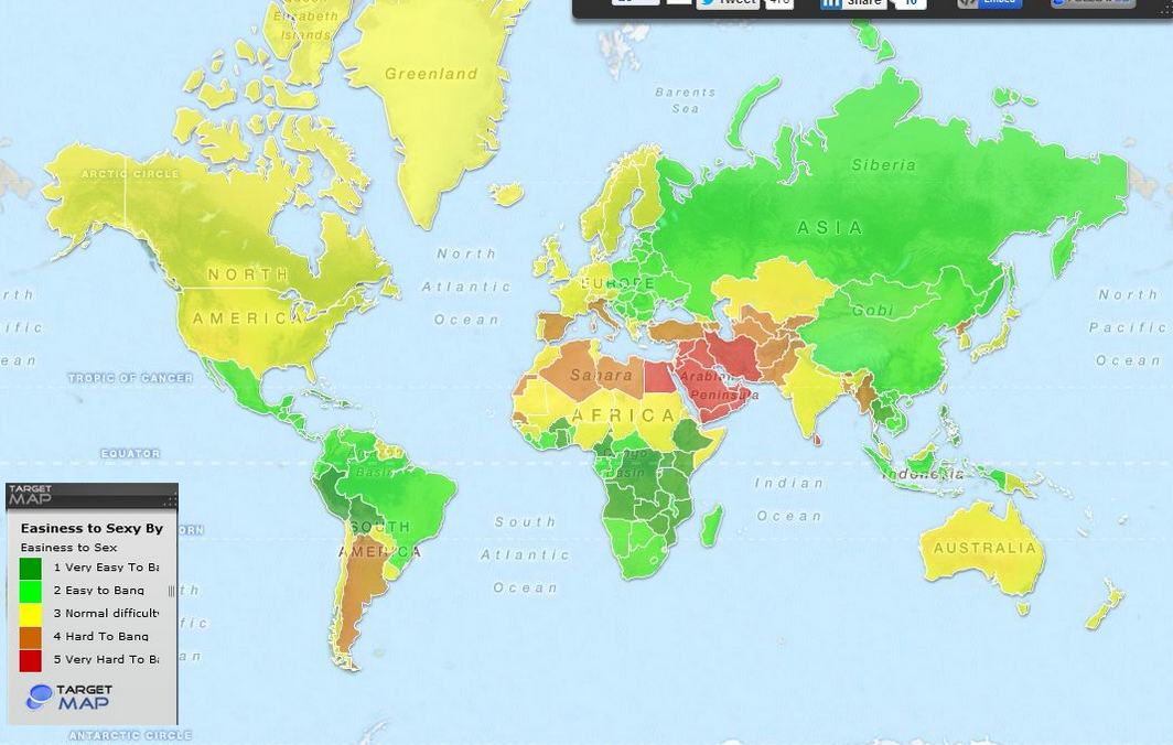 NWK to MIA: Guy Makes A Map Detailing Easiness Of Women Across The World