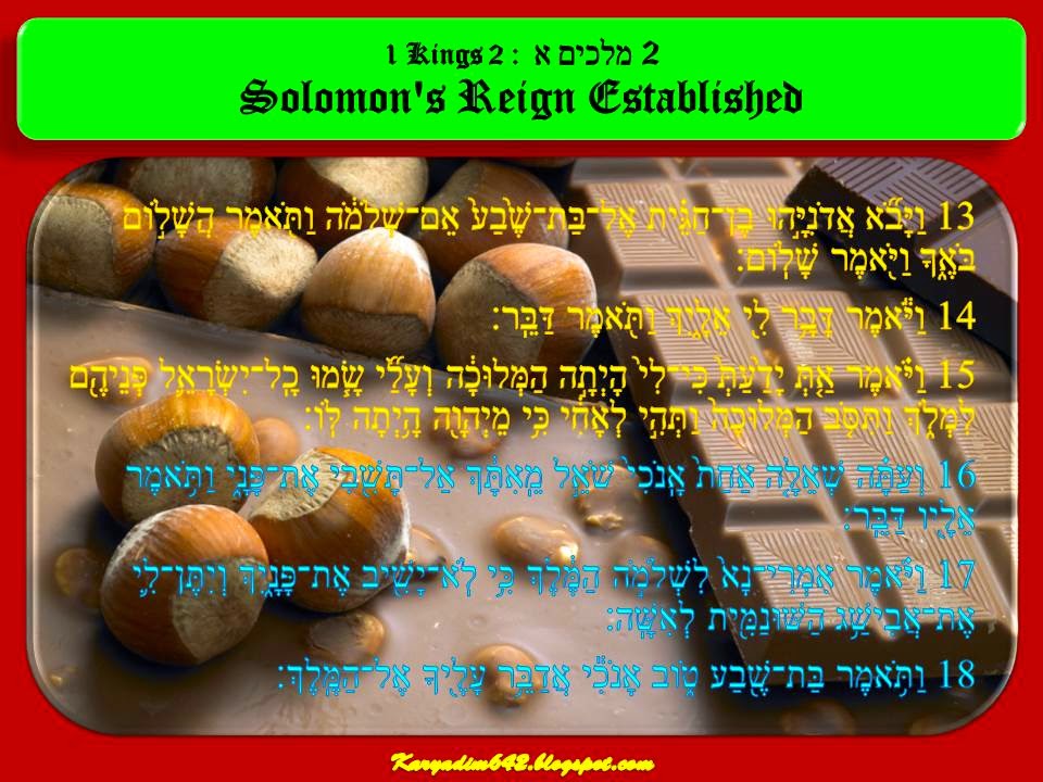 SENI MEMBENTUK GAMBAR: 1 Kings 2 : מלכים א 2, David Instructs Solomon ...
