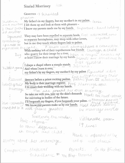 2015-17 A Level English: 'Genetics' by Sinead Morissey