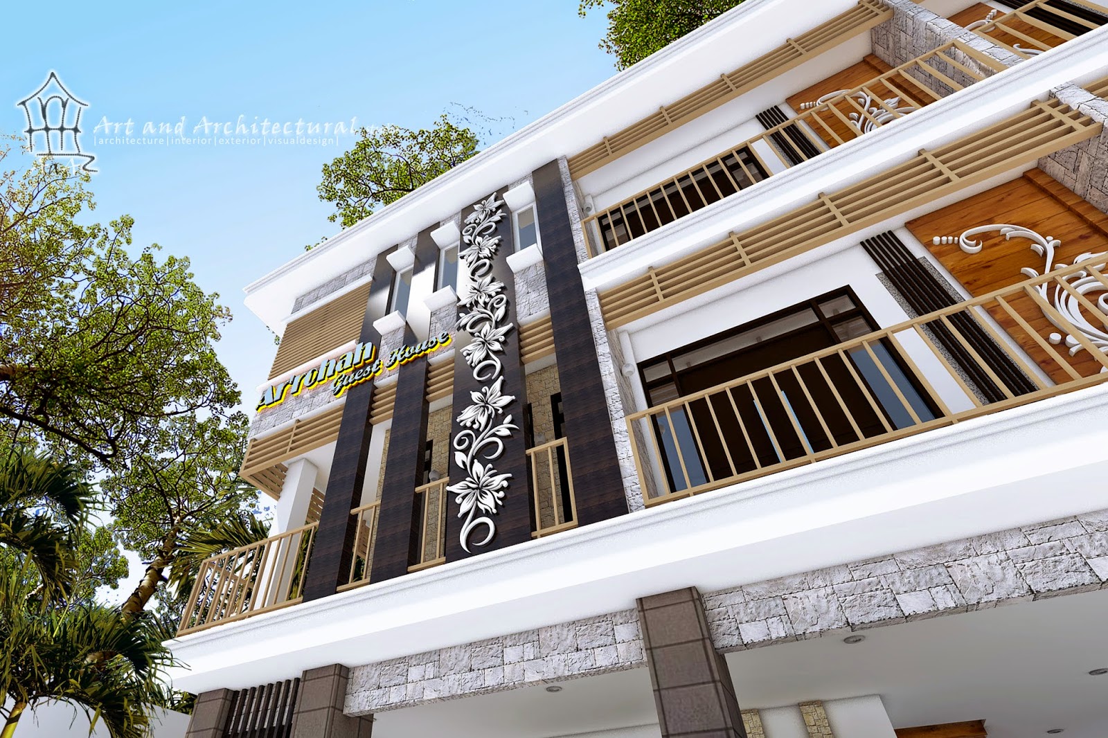 Guest House 3 lantai di lahan segitiga | AAA studio