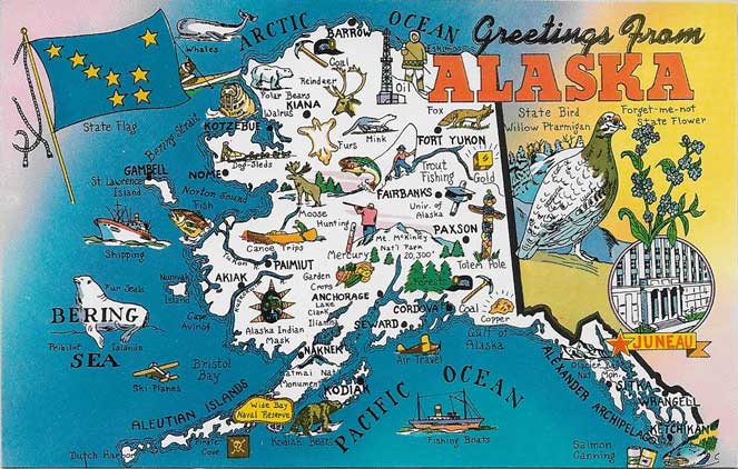 *Postcard Gems: Map: Greetings from Alaska