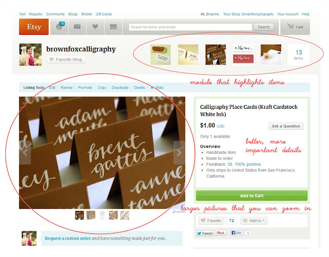 NEW ETSY LAYOUT | BROWN FOX CALLIGRAPHY