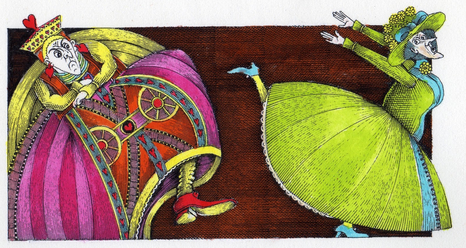 John Vernon Lord: Flying pig and the Queen of Hearts with the Duchess