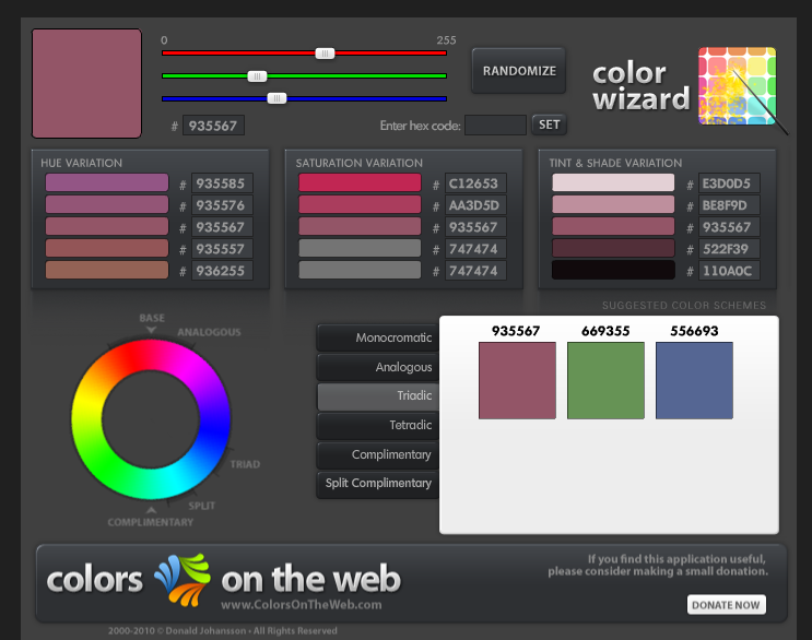 2. Color Wizard - jeśli planujecie wygląd swojej strony i zastanawiacie ...