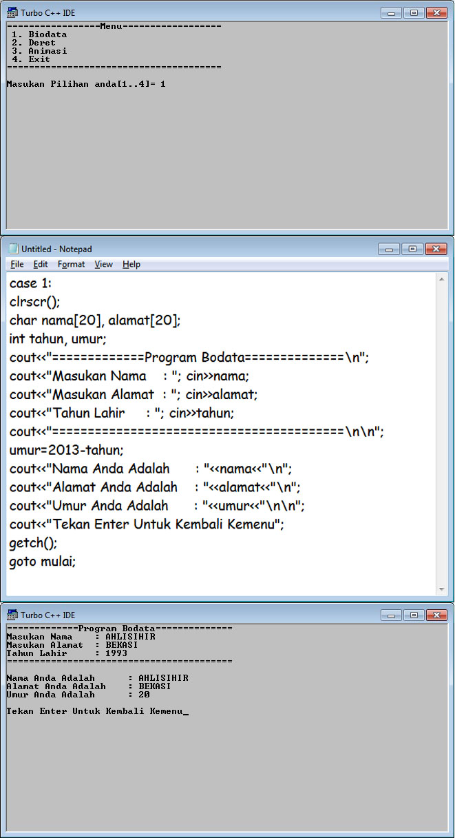 Program Biodata Auto Umur Dengan C++ | Mr.Dark Wizard