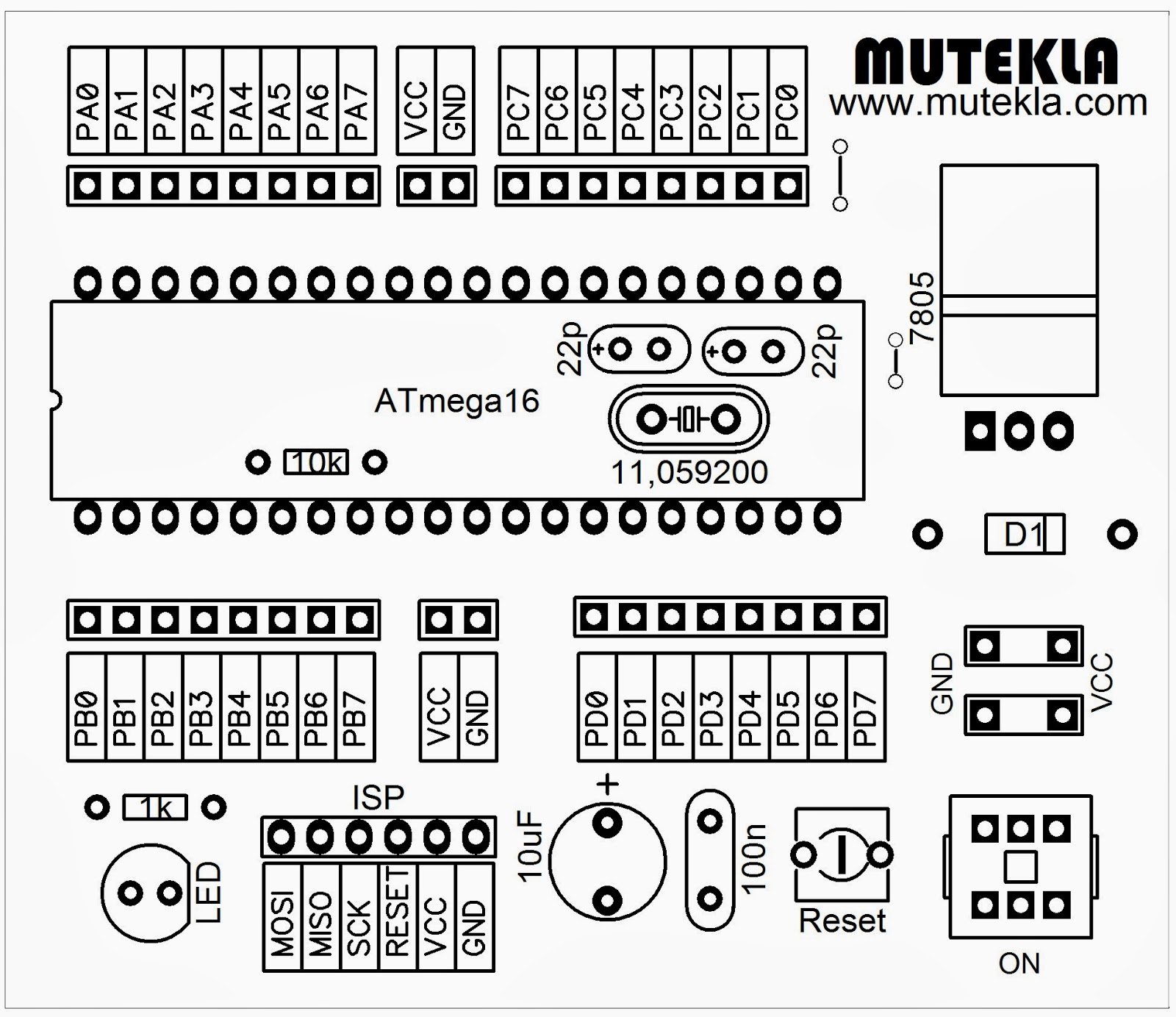 Desain Minimum Sistem Microcontroller Atmega 16 Ala