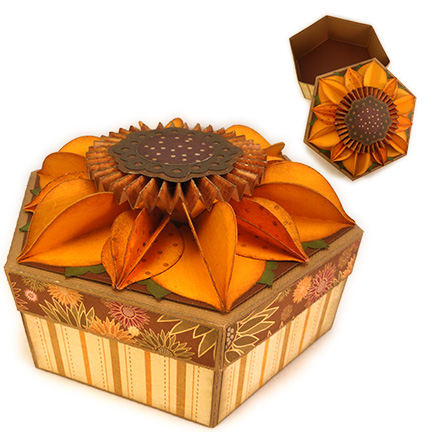 Needles 'n' Knowledge: Sunflower 3D Hex Box