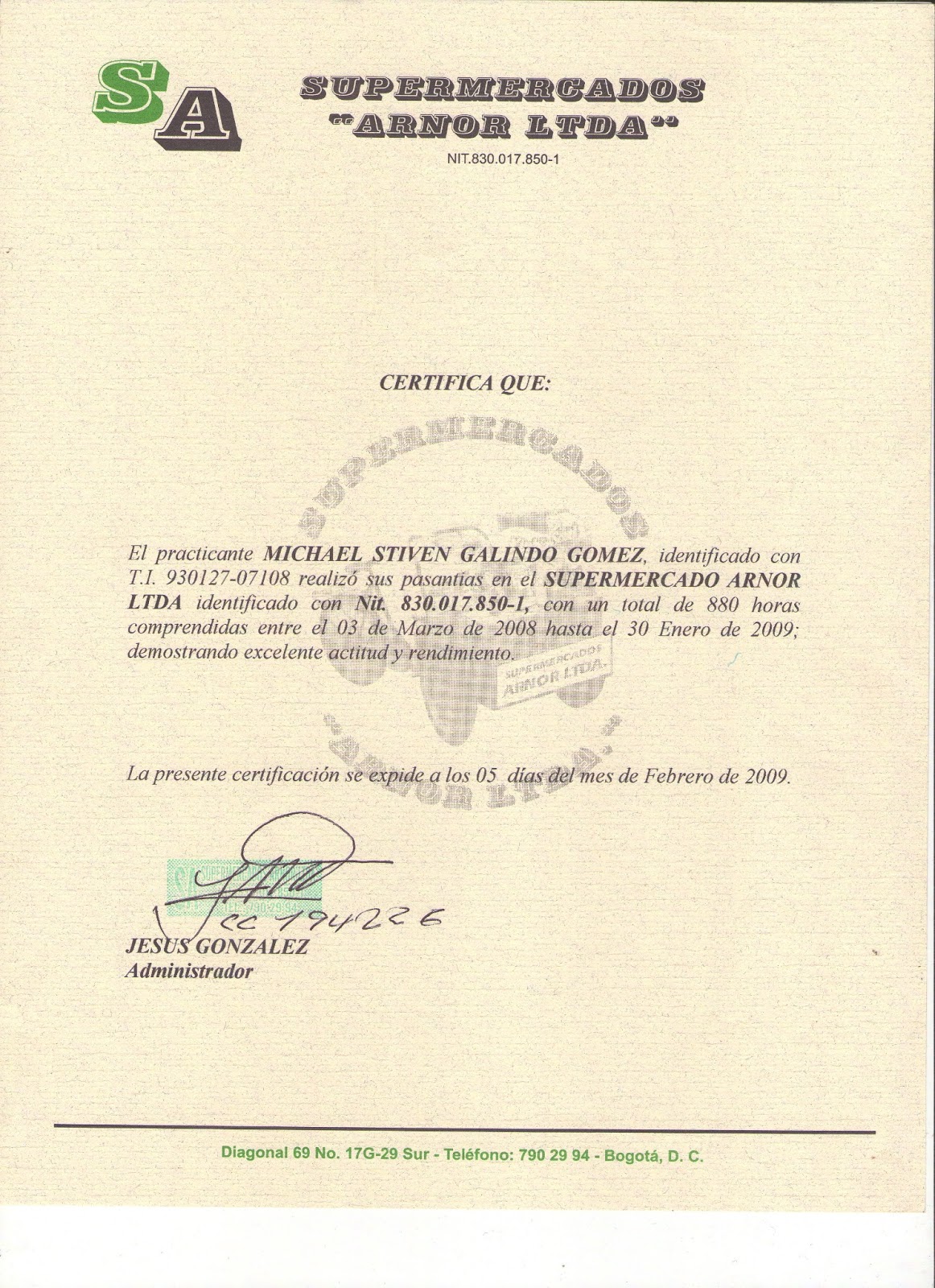 certificación : certificacion laboral