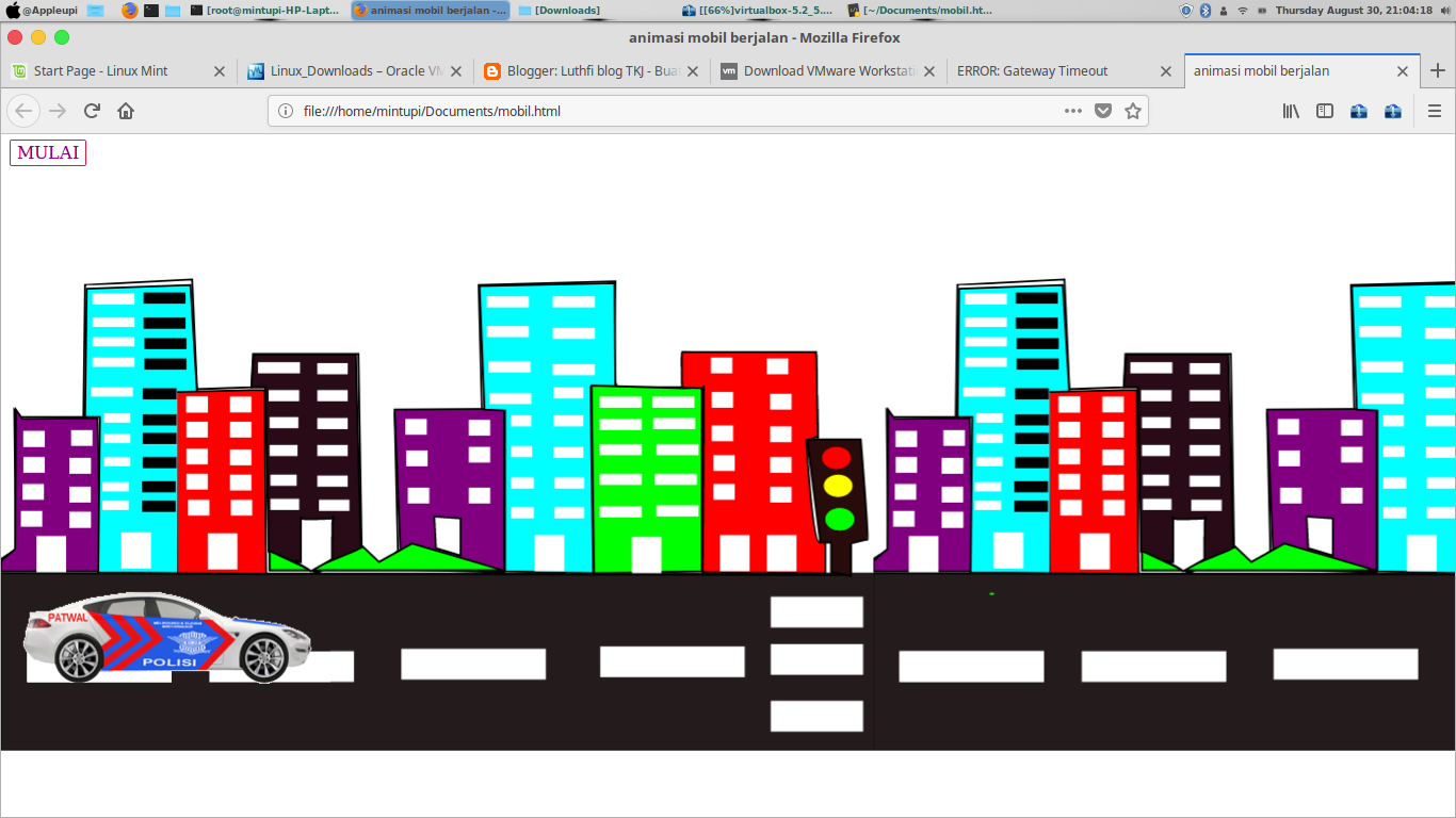 tutorial membuat animasi mobil berjalan HTML