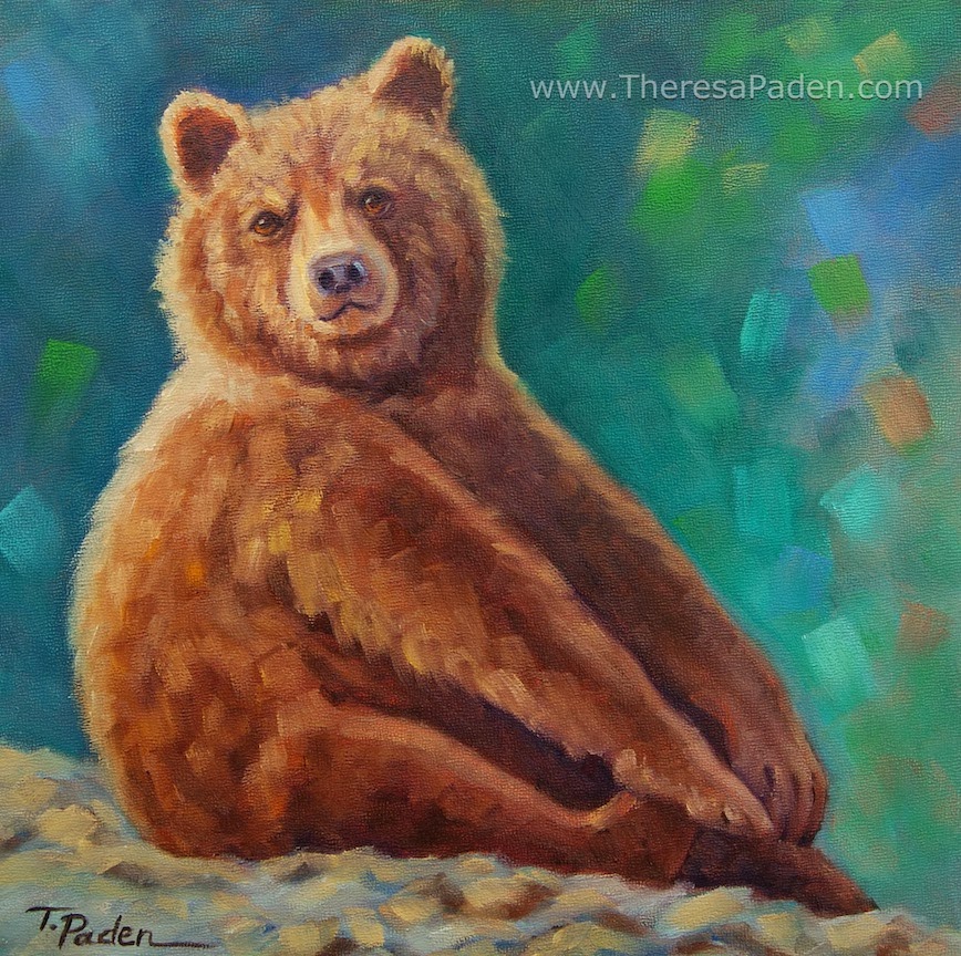 Grizzly Bear Oil Painting by Wildlife Artist Theresa Paden