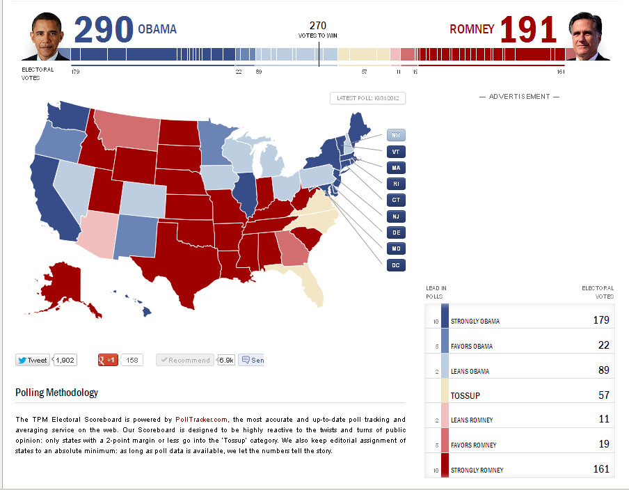 ELECTORAL COLLEGE MAP SHOWS FOR OBAMA
