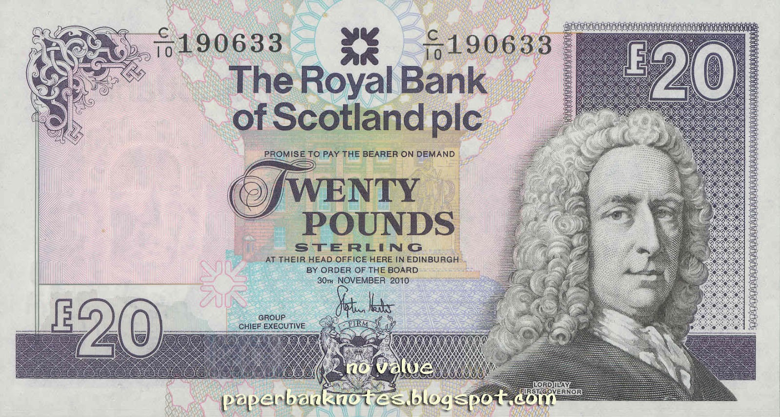 europe: Scotalnd, The Royal Bank of Scotland - 20 Pounds, s. Stephen Hester