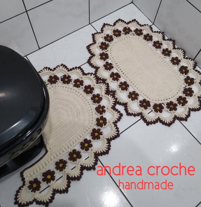 andrea croche handmade: jogo de tapetes de croche para banheiro