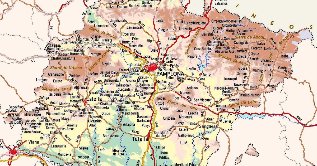 Navarre Carte de la ville - Carte Espagne Ville Région politiques