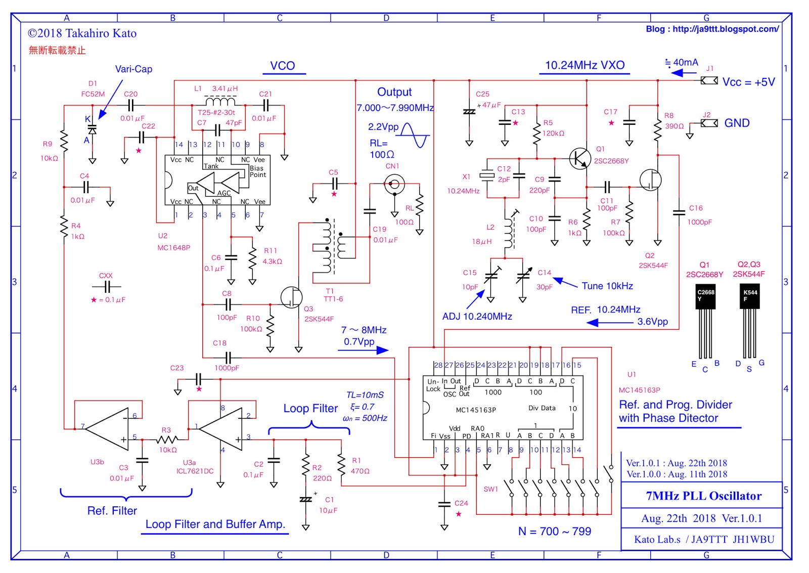 Radio Experimenter's Blog: 【回路】7MHz PLL Oscillator (1)