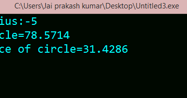 Calculate area and circumference of the circle in C++ program
