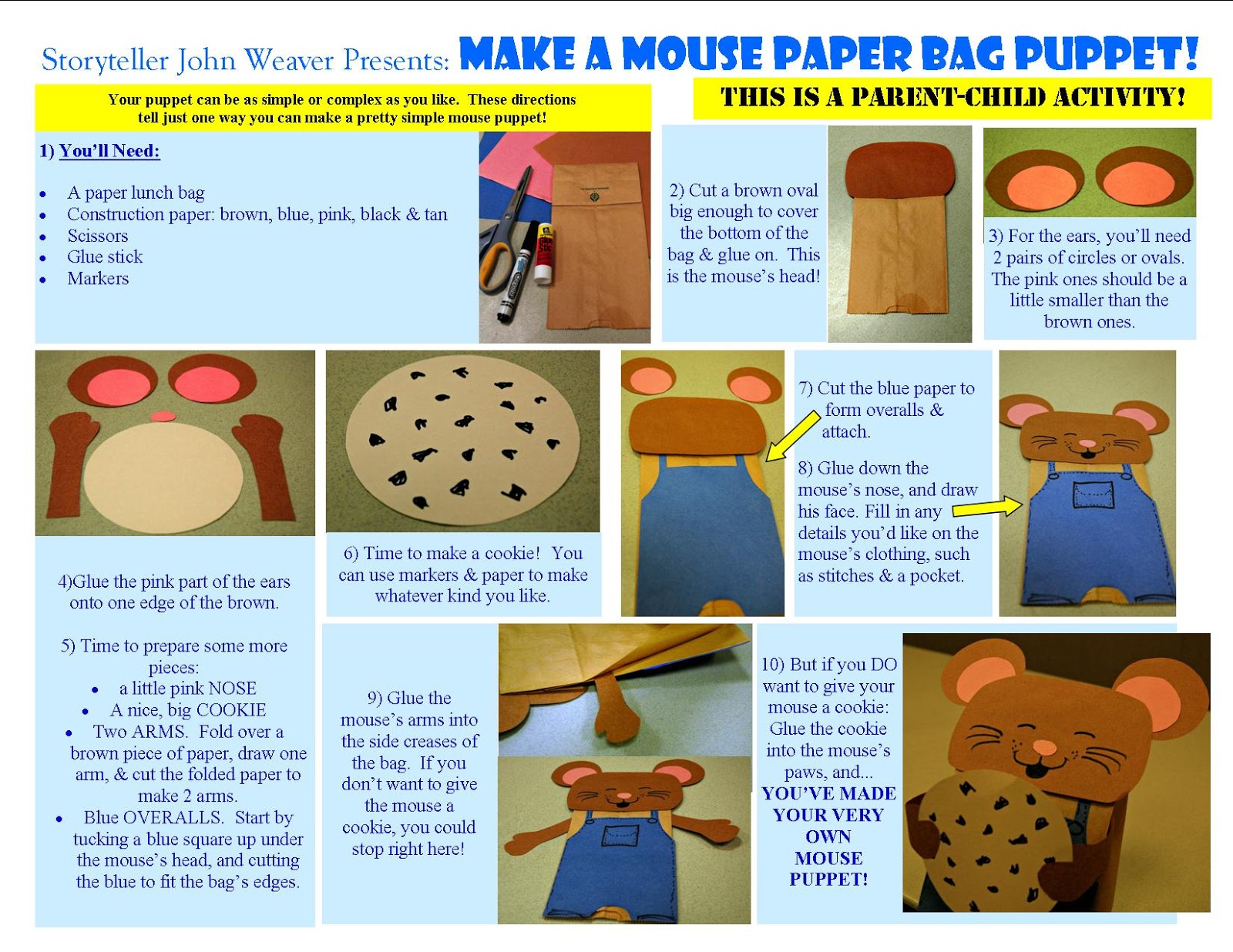 Storyteller John Weaver: Craft Time: A Cookie Mouse Paper Bag Puppet ...
