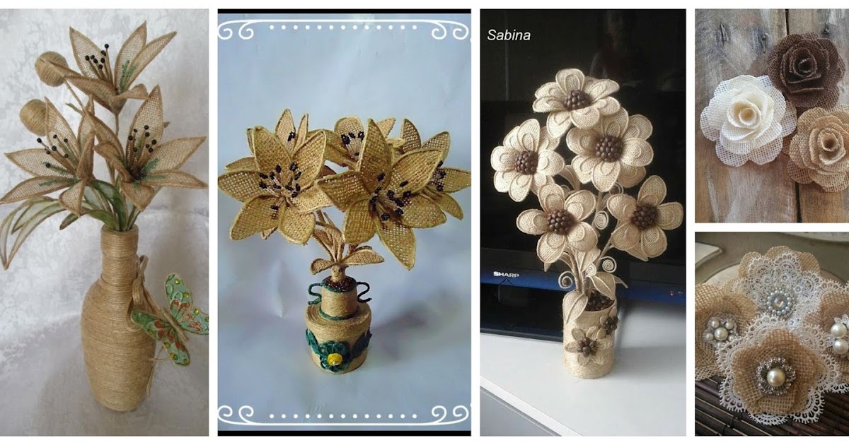 Aprende cómo hacer hermosas flores de yute o de tela arpillera ...