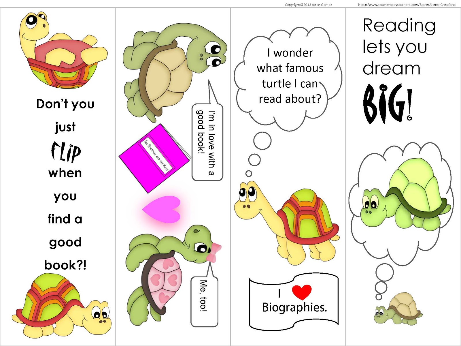 Growing Smart Readers: Free Turtle Bookmarks and Writing Prompts