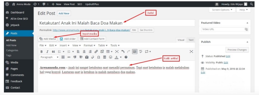 Tutorial Cara Membuat Artikel Pada Website Wordpress Dengan Domain ...