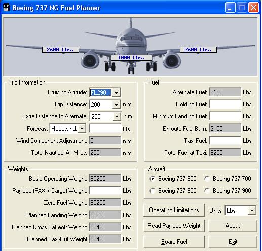FS2004/FSX - 737 FUEL PLANNER NG (PMDG)