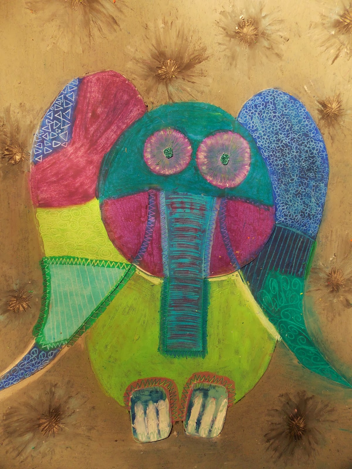 Wall Art: Picasso Animals with Construction Paper and Oil Pastels