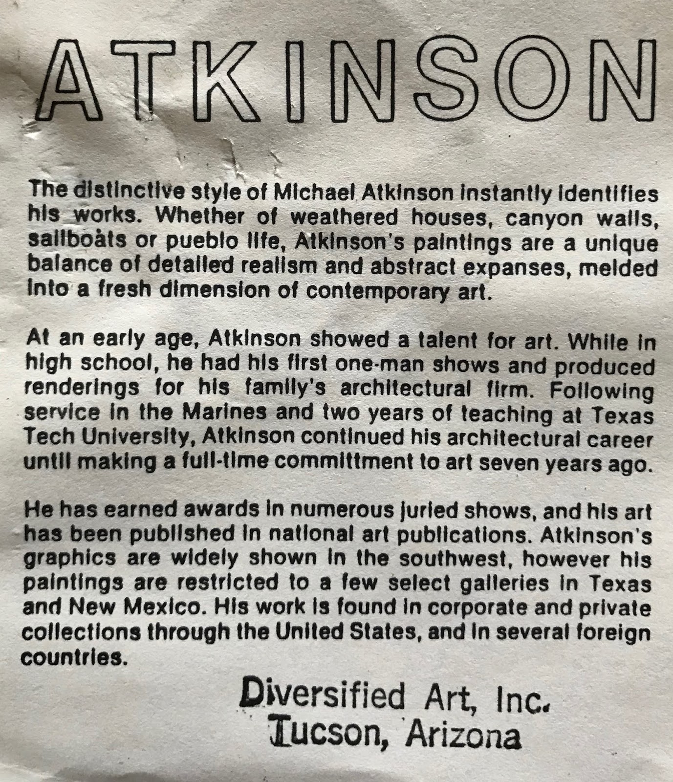 Prairie Rose Publications: Michael Atkinson – American artist by Kaye ...