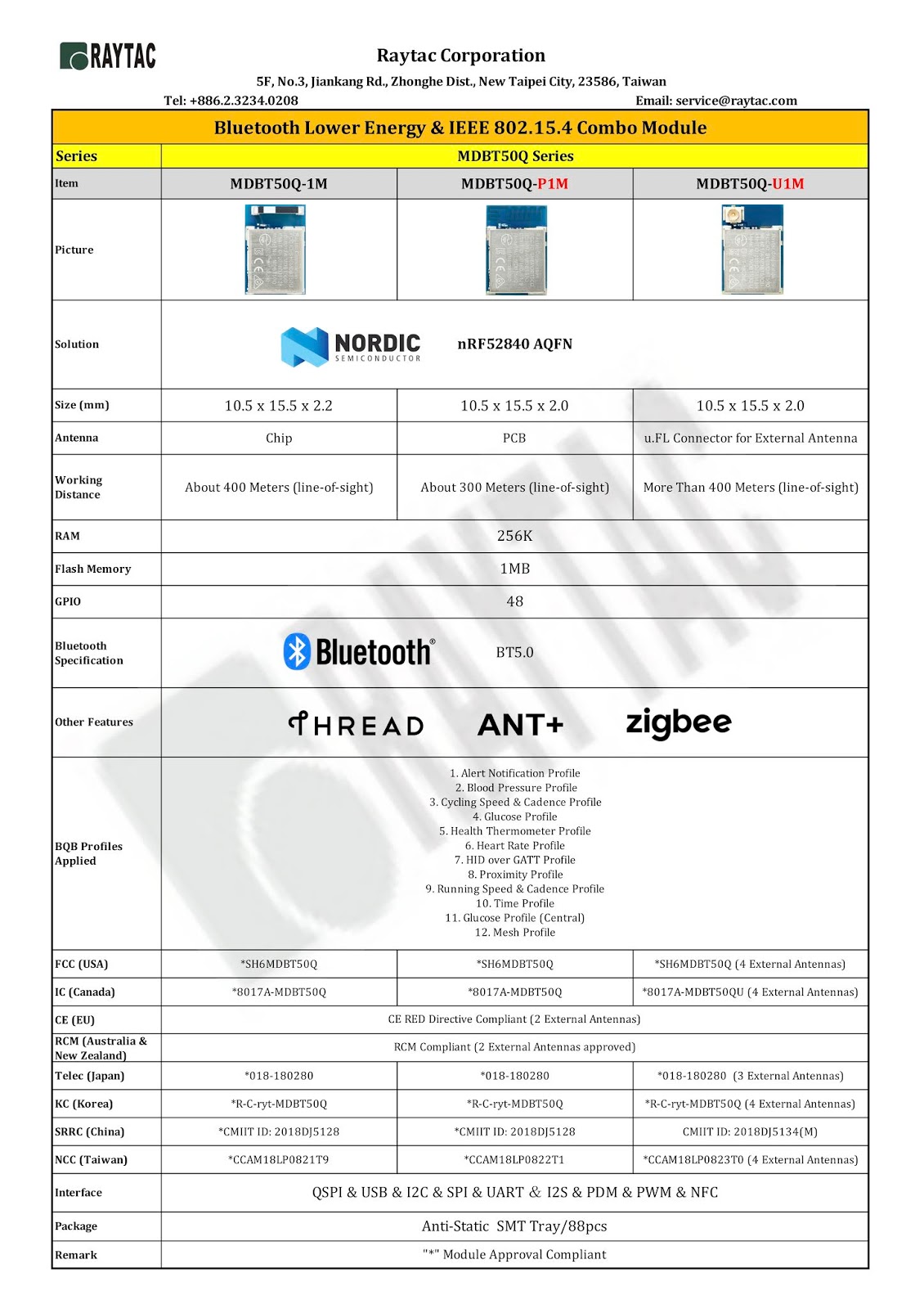 Nordic Bluetooth & WiFi Module: nRF52840 Module MDBT50Q Series ...