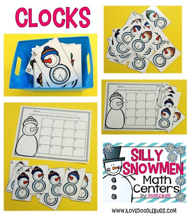 Doodle Bugs Teaching {first grade rocks!}: Silly Snowmen Math Centers