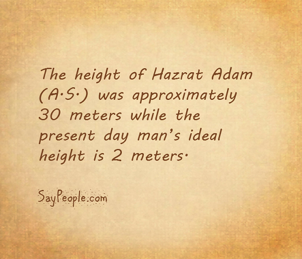 Height of Hazrat Adam (A.S.) and the present day man