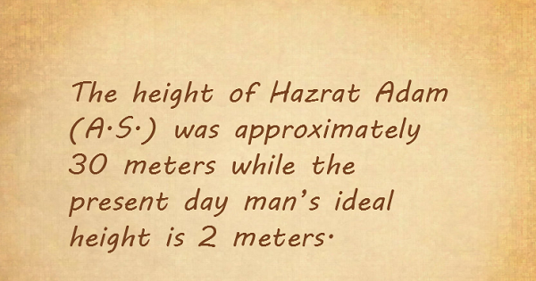 Your Source of Information: Height of Hazrat Adam (A.S.) and the ...