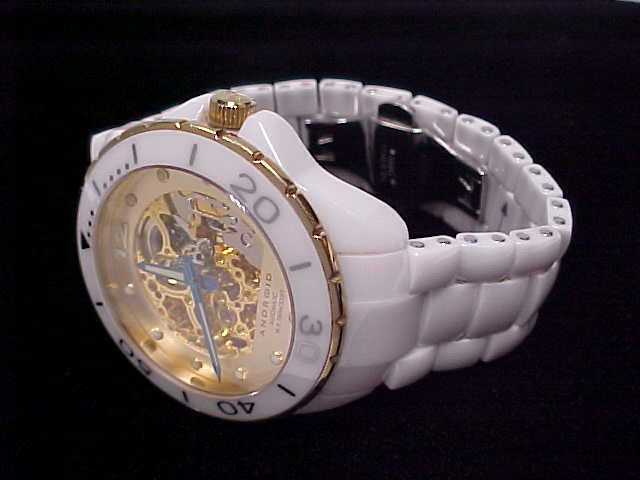 ANDROID DIVEMASTER AUTOMATIC SKELETON DISPLAY WHITE CERAMIC CASE & BAND ...