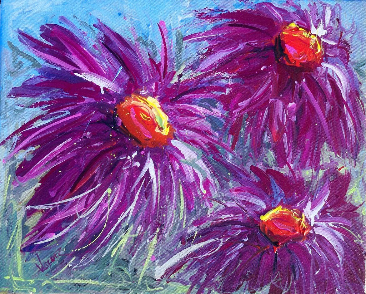 Olga Paints: ABSTRACT TEXTURED PURPLE FLOWERS