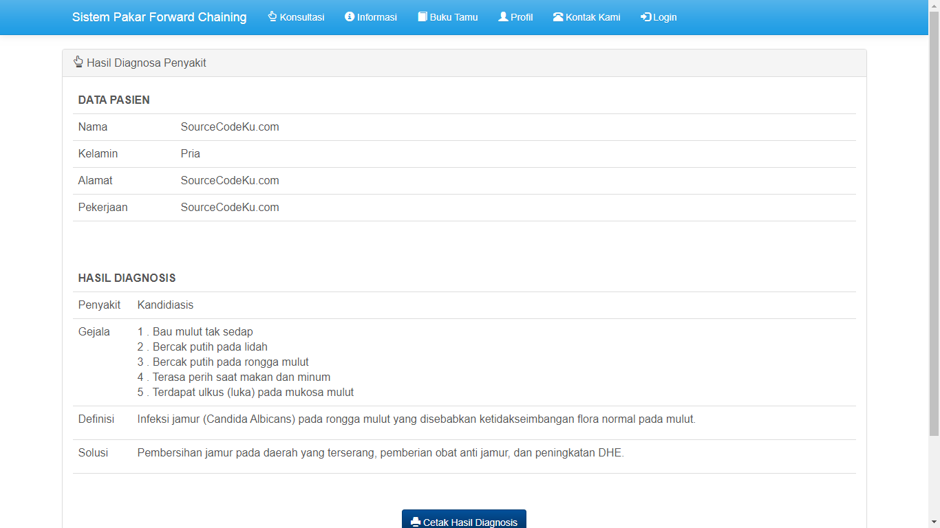 Aplikasi Sistem Pakar Berbasis Web Menggunakan Metode Forward Chaining