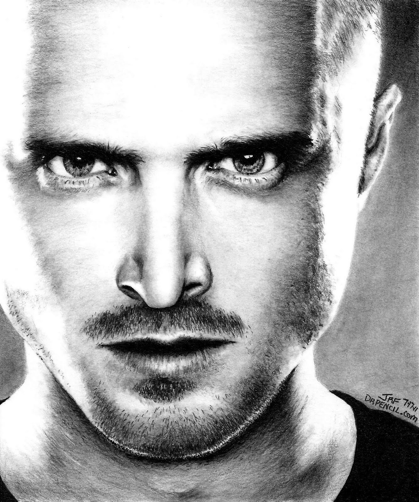 Go to DrPencil.com: Drawing - Aaron Paul as Jessie Pinkman in BREAKING BAD